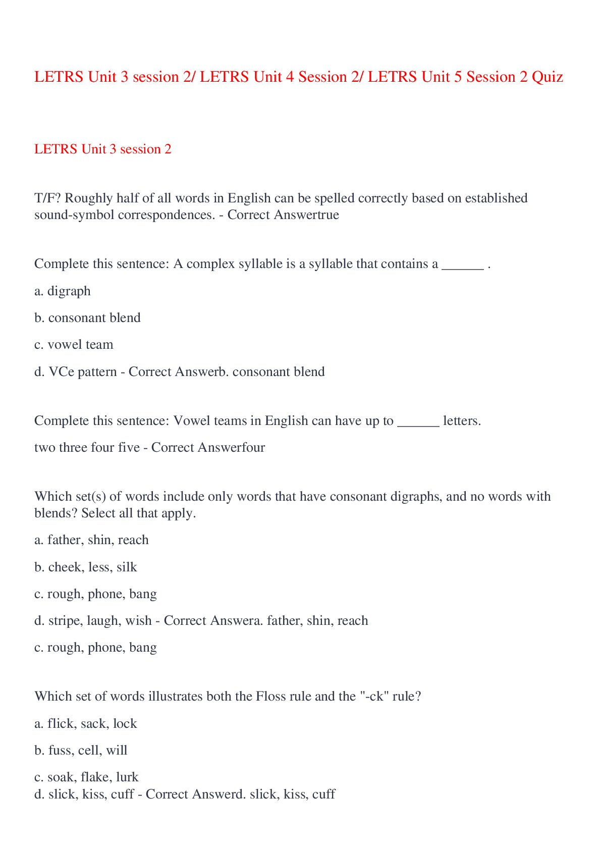 LETRS Unit 4 Session 2 - Scholarfriends